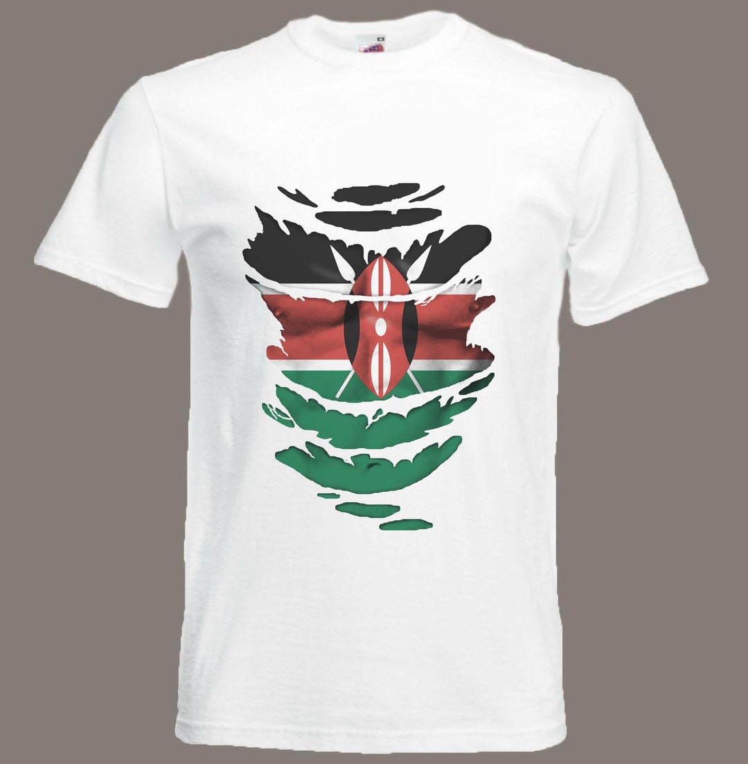 Kenyan Flag T-shirt See Muscles Through Ripped T-shirt Kenya in All ...