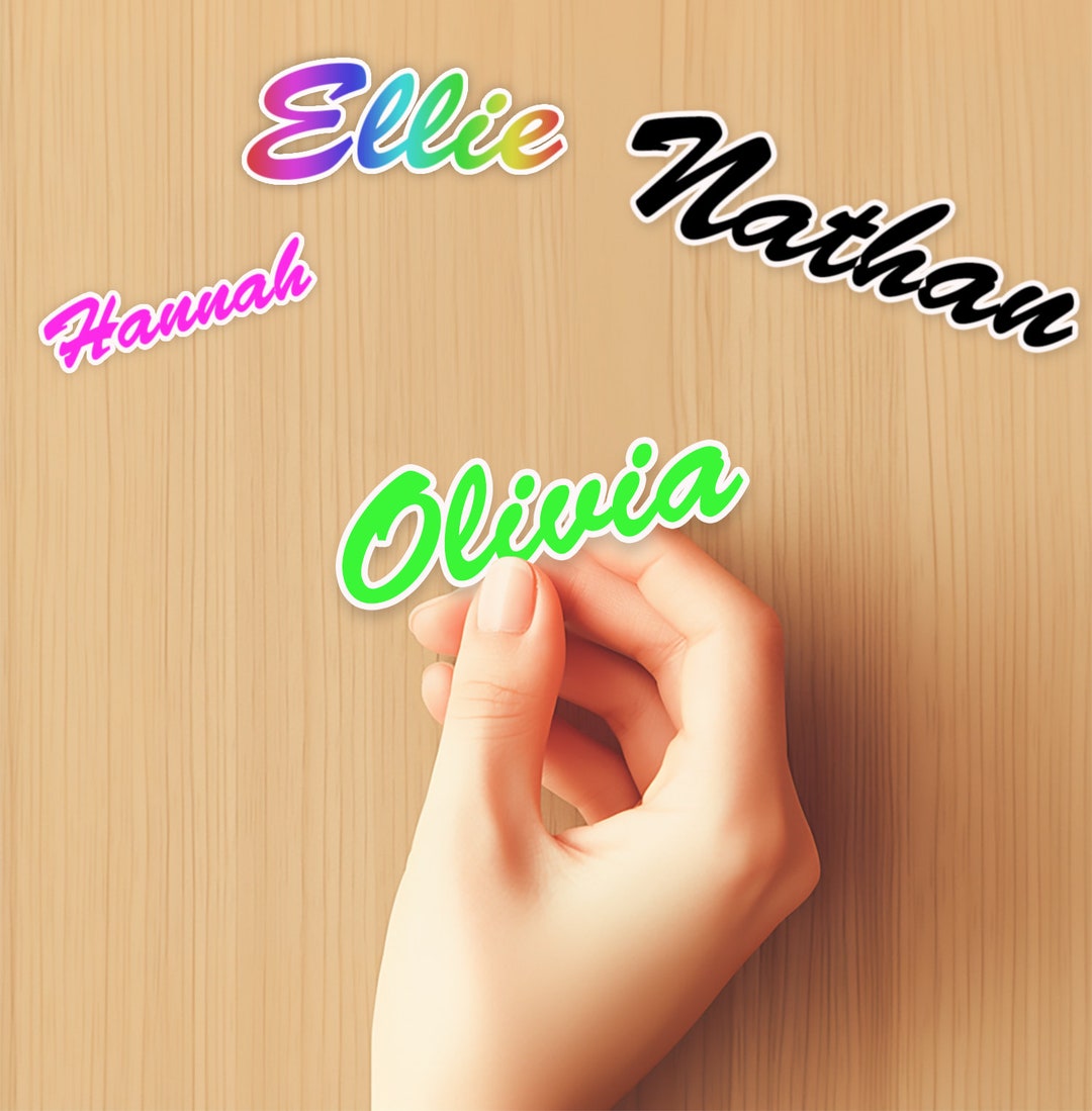 Custom Name Sticker Script Font Sticker, Personalised Decal, Laptop ...