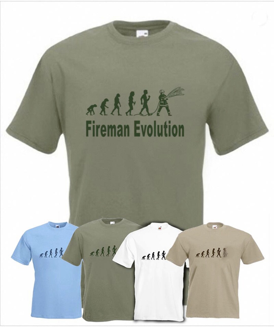 Evolution to Fireman T-shirt Funny Fire Fighter T-shirt Sizes Sm TO ...