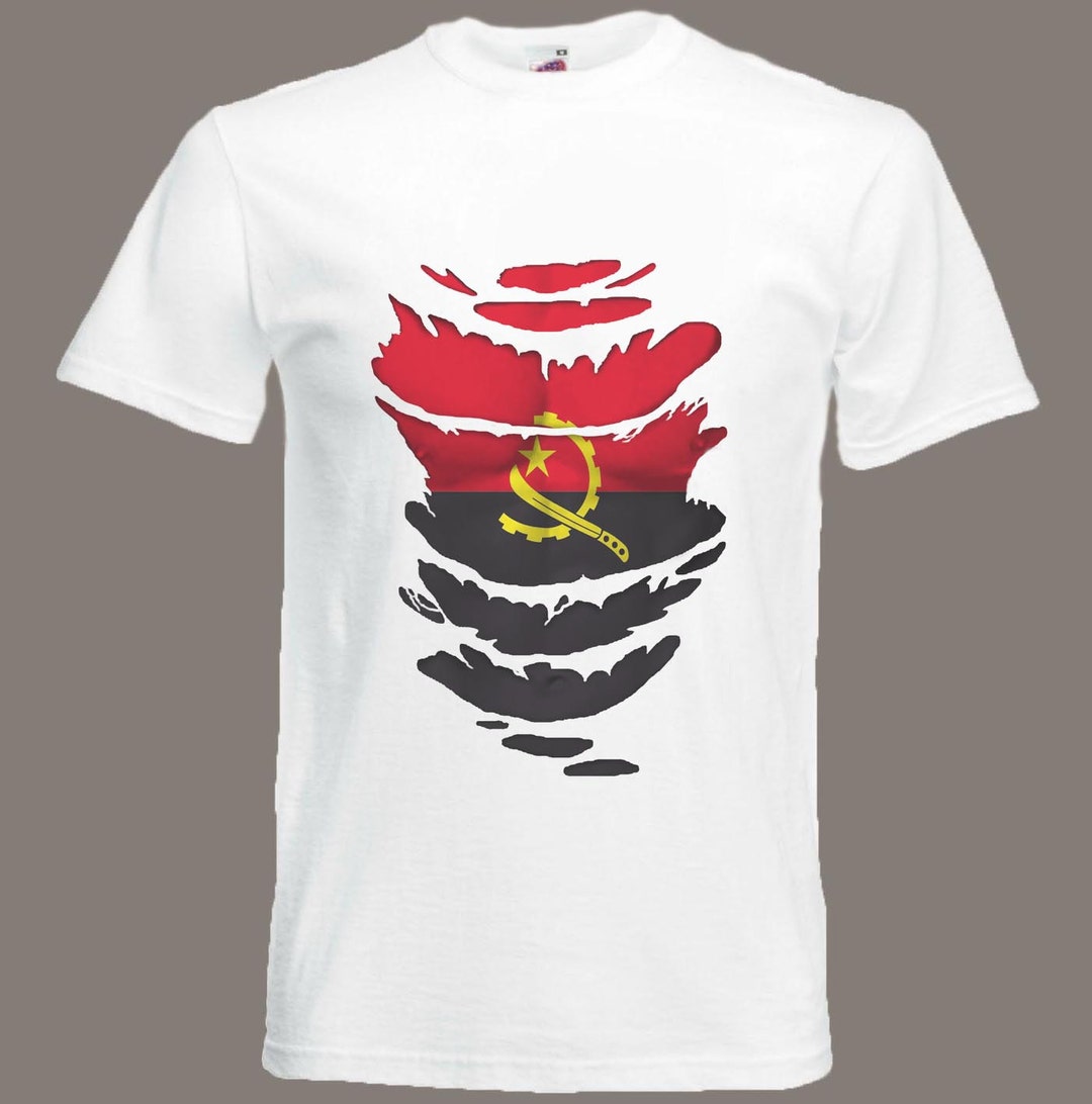 Angola Flag T-shirt See Muscles Through Ripped T-shirt Angolin in All ...