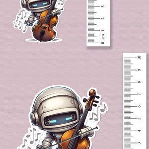 Cute Cello Stickers, Cute Robot Sticker Cellist Cello Playing Robot ...