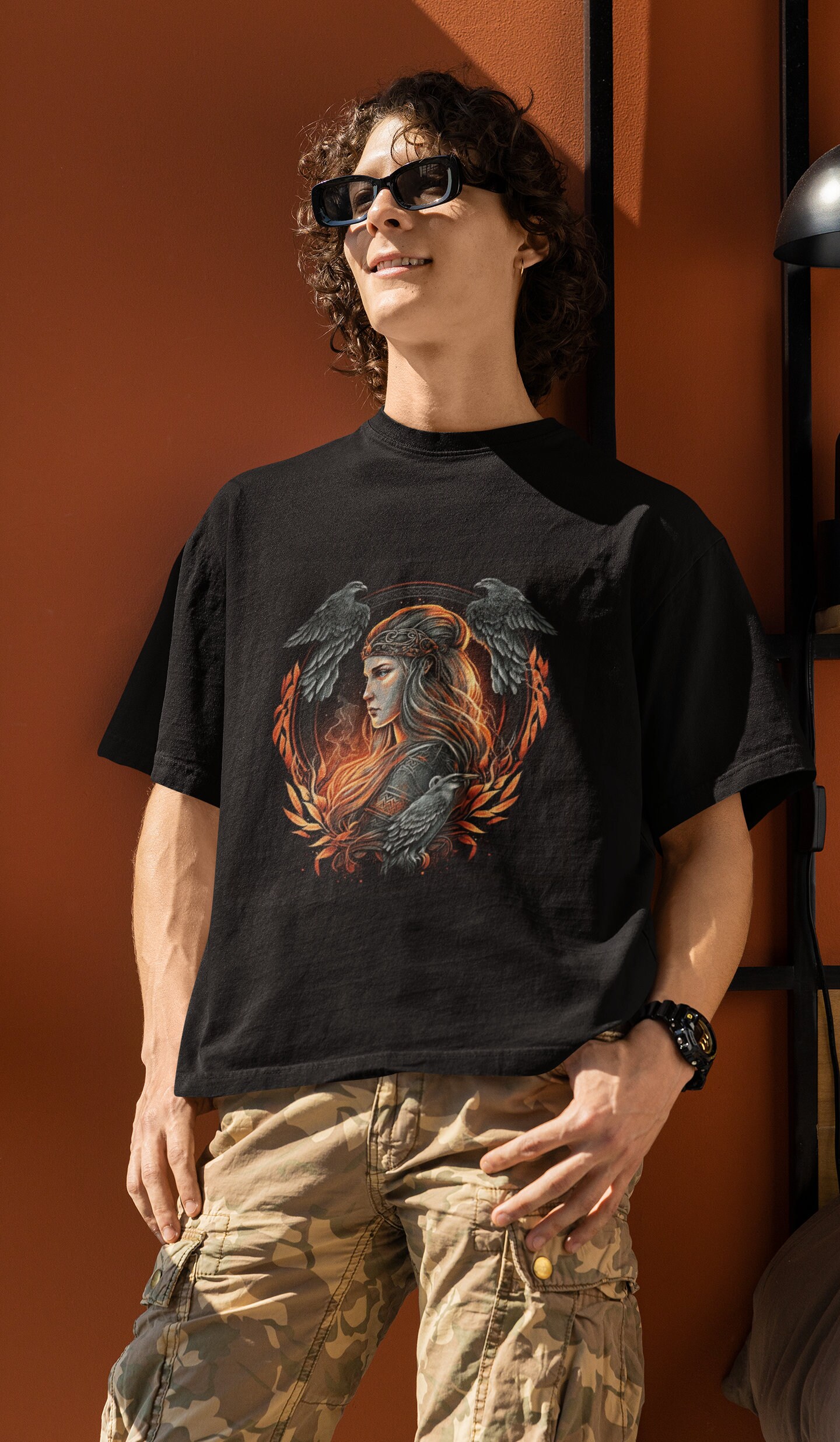 Norse Goddess Freyja T-shirt Viking Brisingamen and Falcon Feather ...