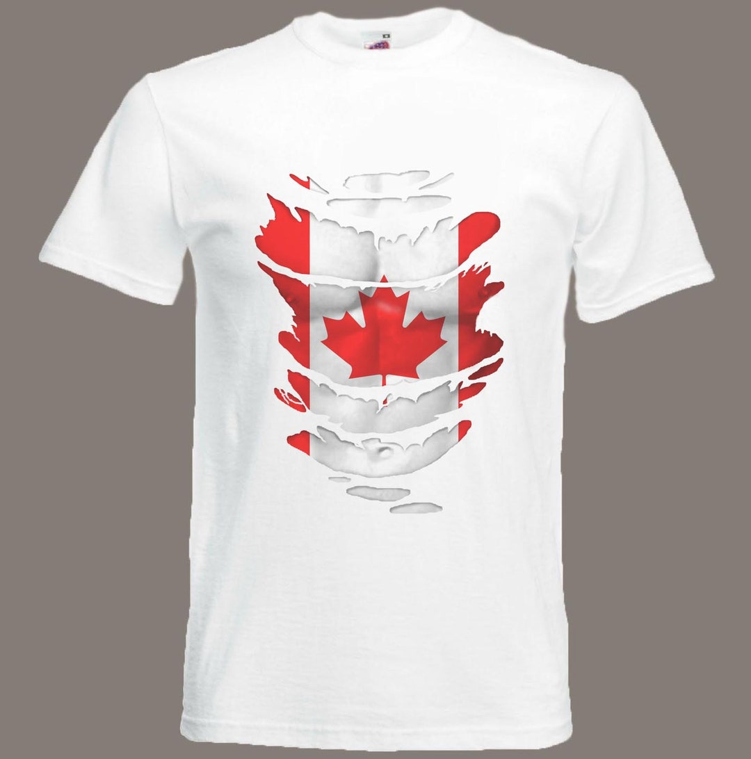 Canadian Flag T-shirt See Muscles Through Ripped T-shirt Canada in All ...