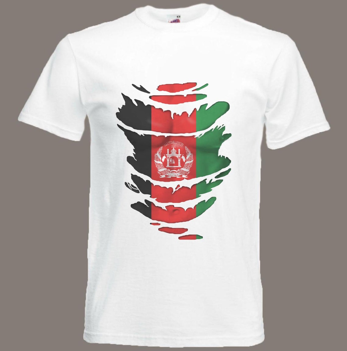 Afghanistan Flag T-shirt See Muscles Through Ripped T-shirt Afghan in ...