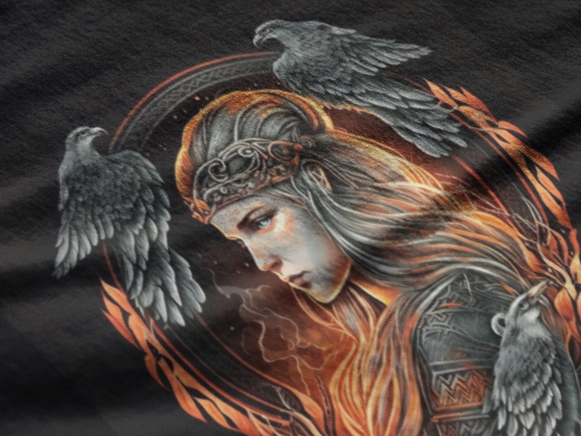 Norse Goddess Freyja T-shirt Viking Brisingamen and Falcon Feather ...