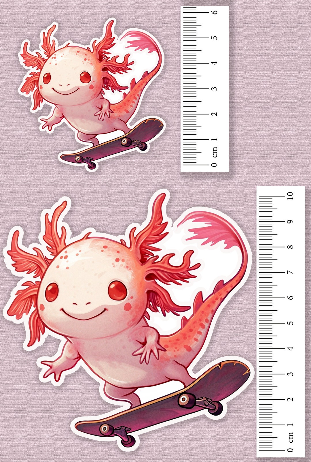 Cute Axolotl Stickers, Skateboarder Axolotl Stickers, Vinyl Stickers ...