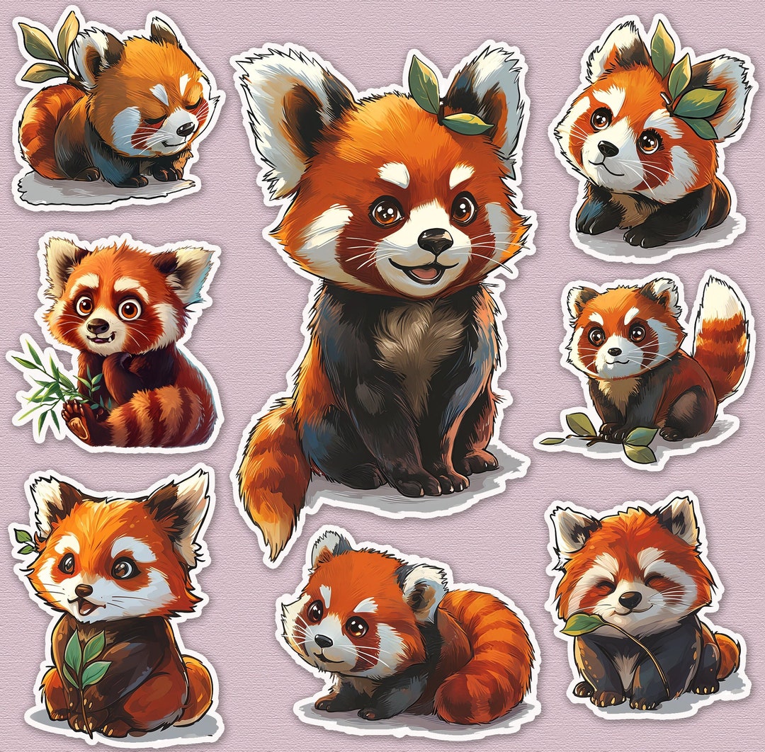Red Panda Stickers, Set of Stickers, Vinyl Stickers, Laptop Stickers ...