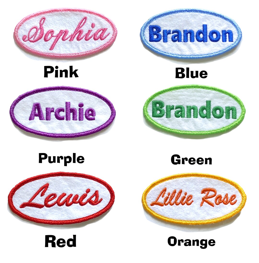 Personalised Embroidered Name Patch Badge Oval Iron on Patch 10cm by ...