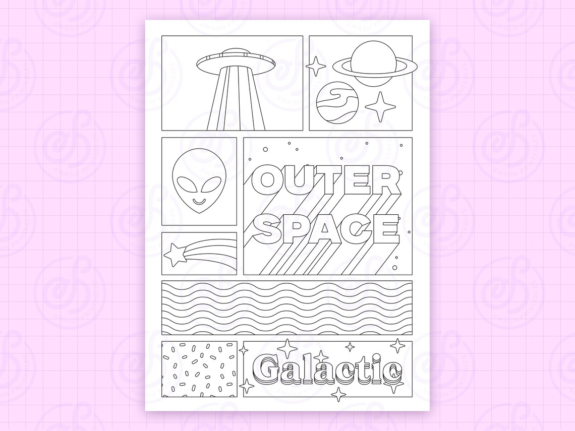 Gen Z Aesthetic 90s Retro Coloring Pages Grid Typography Quotes ...