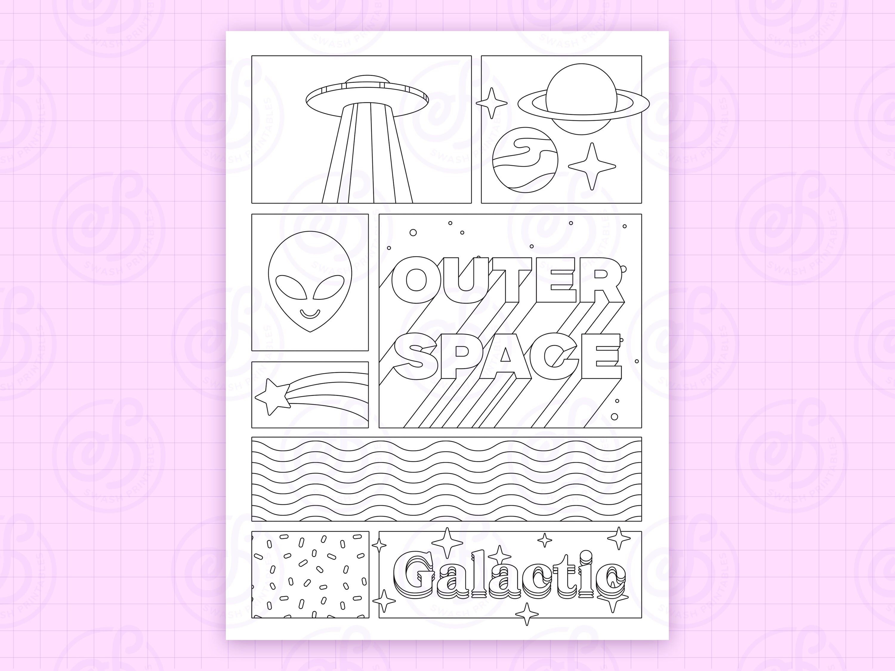 Gen Z Aesthetic 90s Retro Coloring Pages Grid Typography Quotes ...