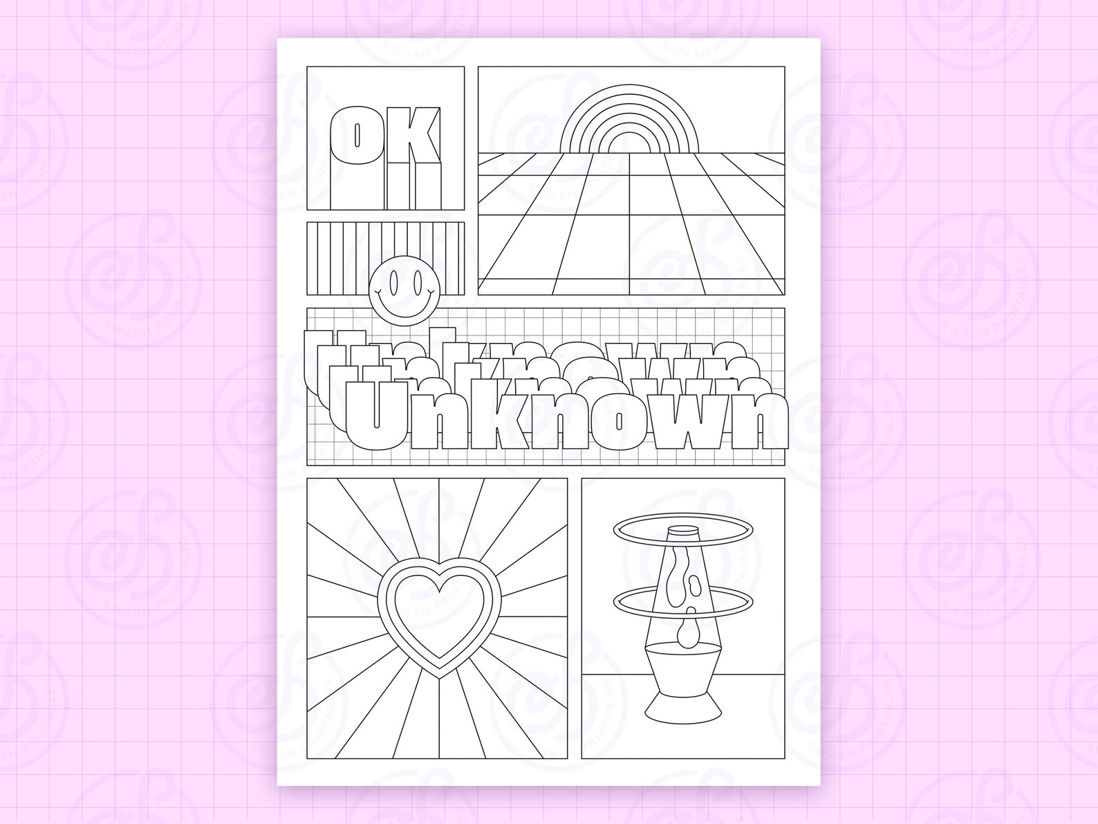 Gen Z Aesthetic 90s Retro Coloring Pages Grid Typography Quotes ...