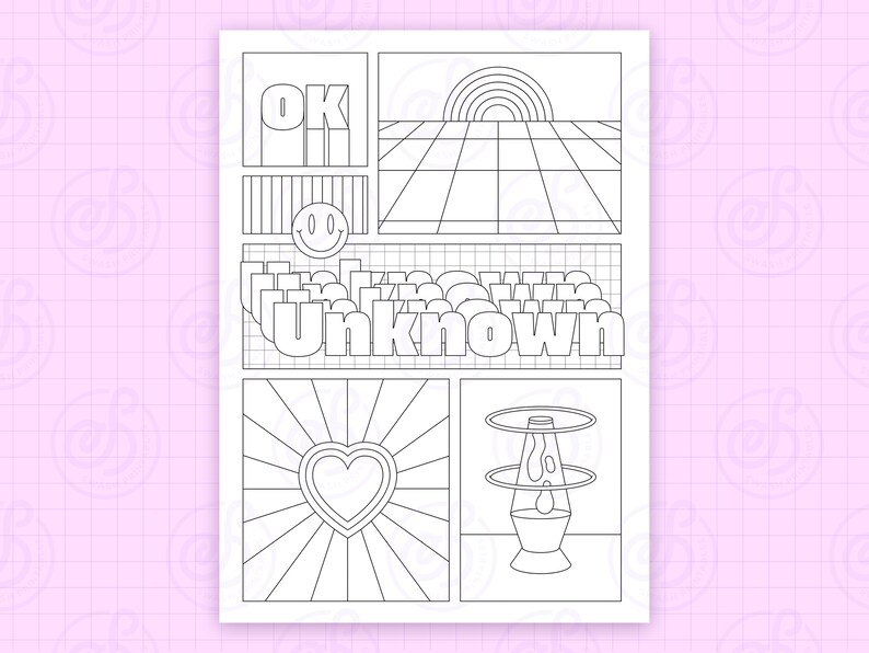 Gen Z Aesthetic 90s Retro Coloring Pages Grid Typography Quotes ...
