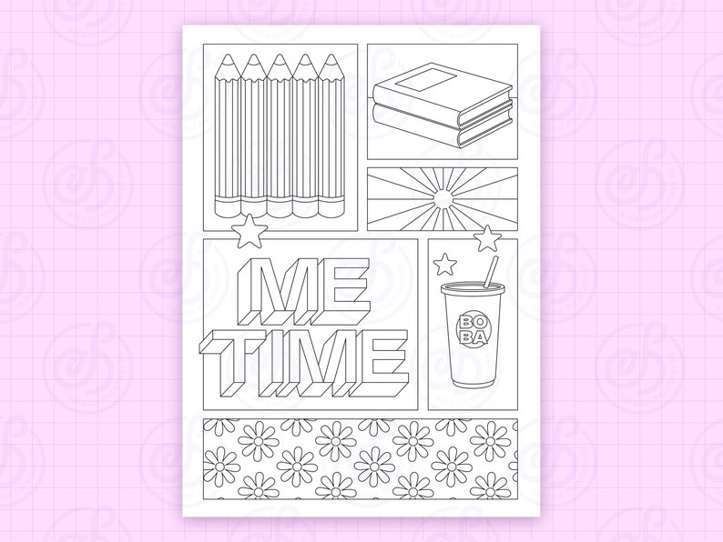 Gen Z Aesthetic 90s Retro Coloring Pages Grid Typography Quotes ...
