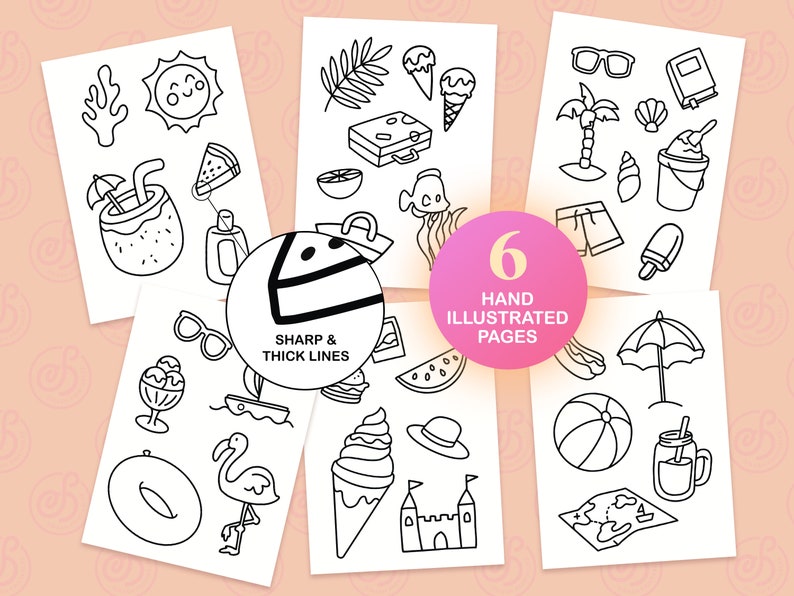 Beach Fun Coloring Pages Summer Holiday Activity for Kids Pool Party ...