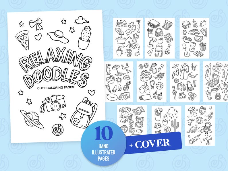 Relaxing Doodles Themed Coloring Pages for Adults and Kids Relaxing ...