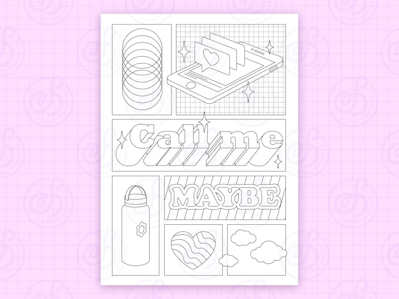 Gen Z Aesthetic 90s Retro Coloring Pages Grid Typography Quotes ...