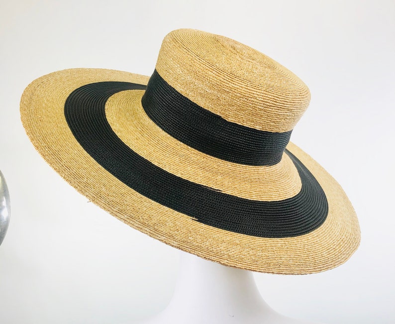 Wide Brim Black and Natural Stripe Regatta Hat | Etsy