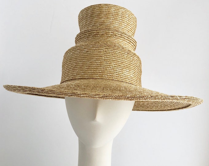 Wide Brim Pagoda Sun Hat in Natural Straw - Etsy