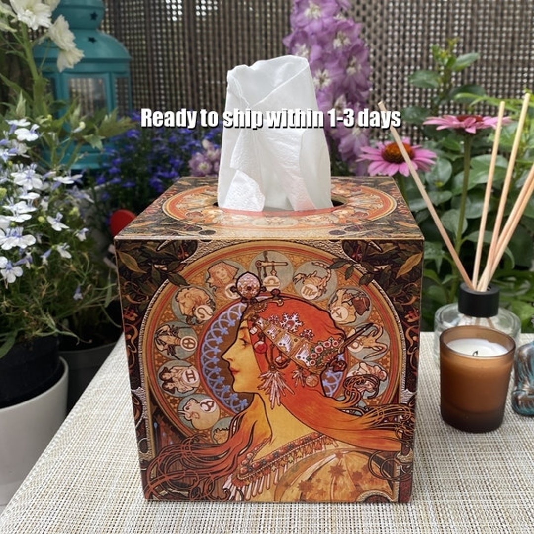 Christmas Alphonse Mucha Zodiac Tissue Box Cover Napkin - Etsy