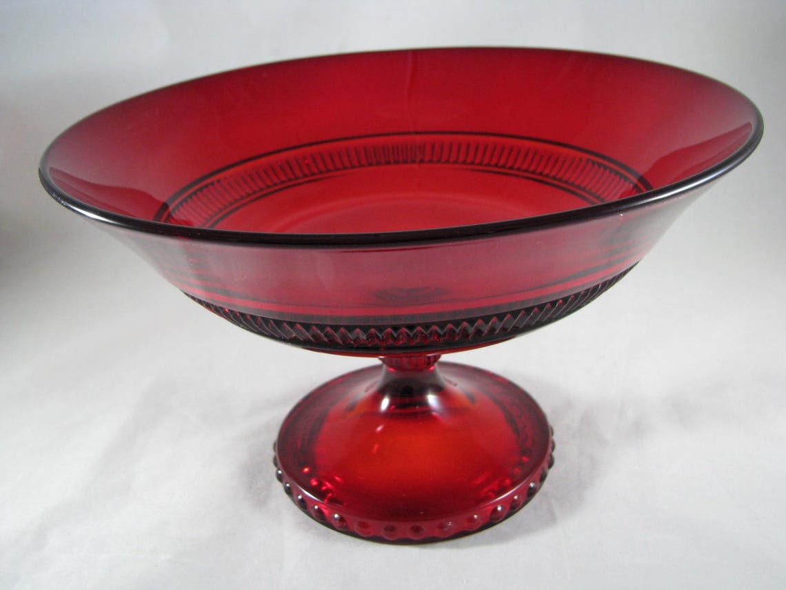Paden City Large Red Cavendish Pattern Comport 10" Wide 6 1/4" Tall - Etsy