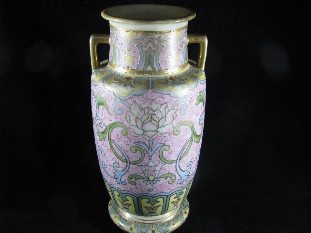 Nippon Morimura Mark Vase 9 3/4 Tall Fantastic Decoration Light Shines ...