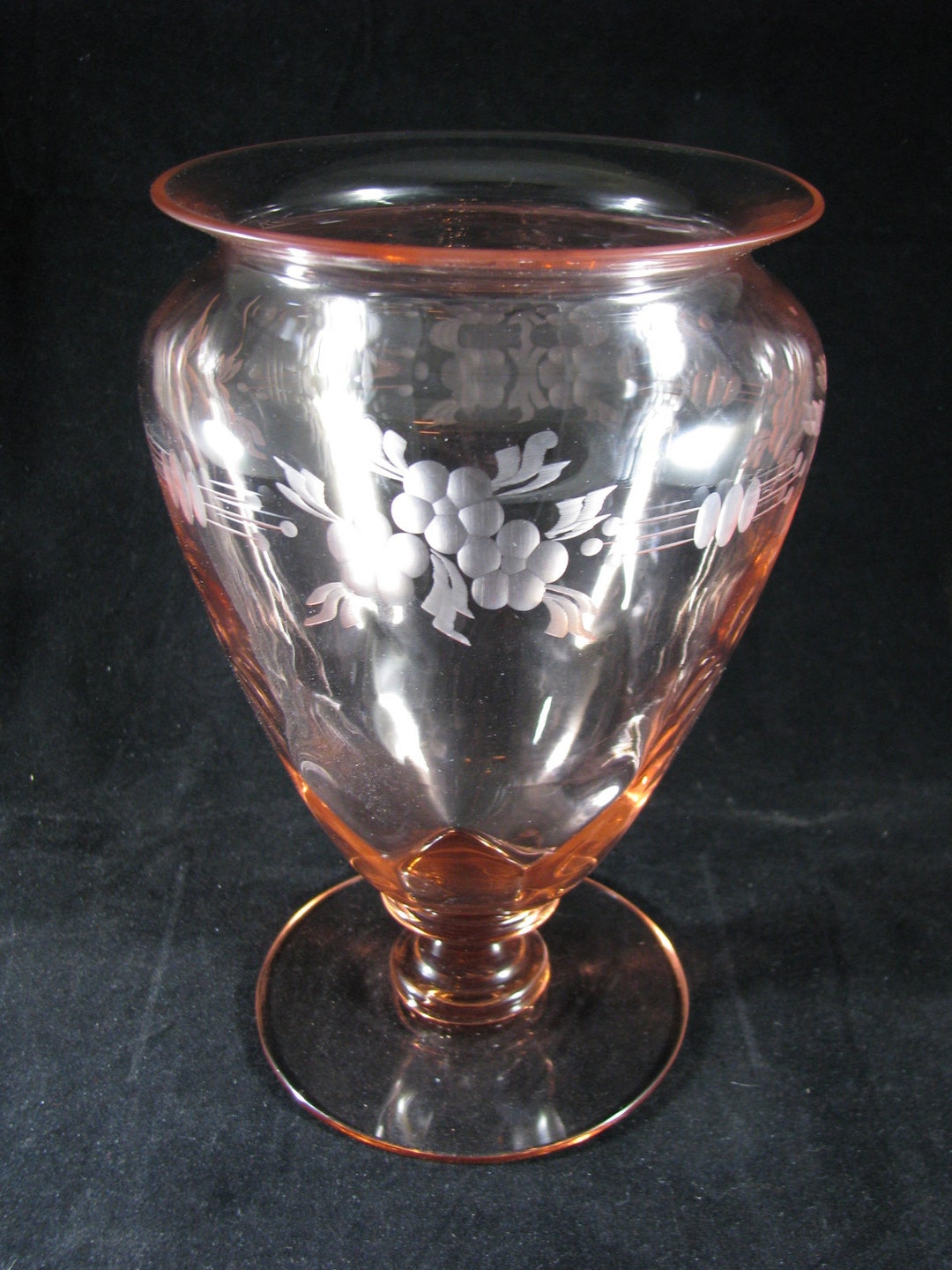 Hawkes Signed Cut / Engraved Glass Pink Vase, Blank by Tiffin Lotus ...