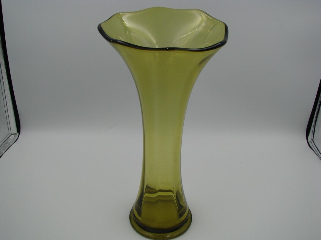 Imperial Glass Smooth Panels 1930's Vase Amber / Green Color See Photos ...