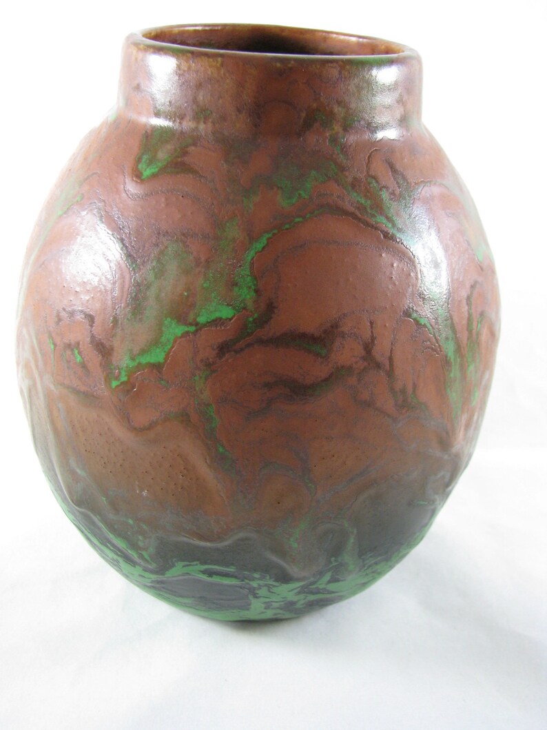 WELLER Pottery GREORA VASE Ca 1930's Stunning Bulbous Vase With Green ...