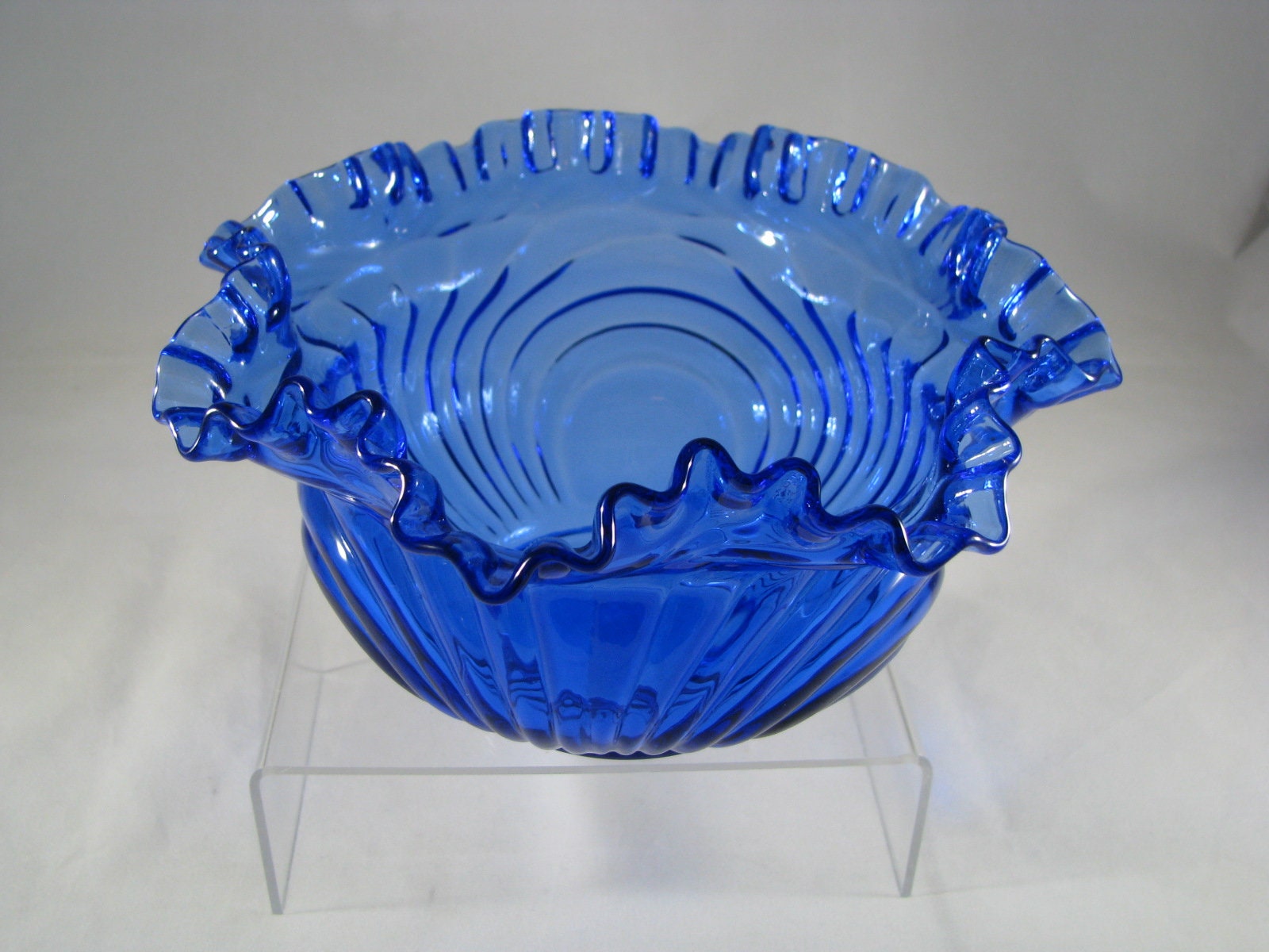 FENTON Caprice Bowl in BLUE ROYALE Color 9 1/2" 1980's #9723KK ...