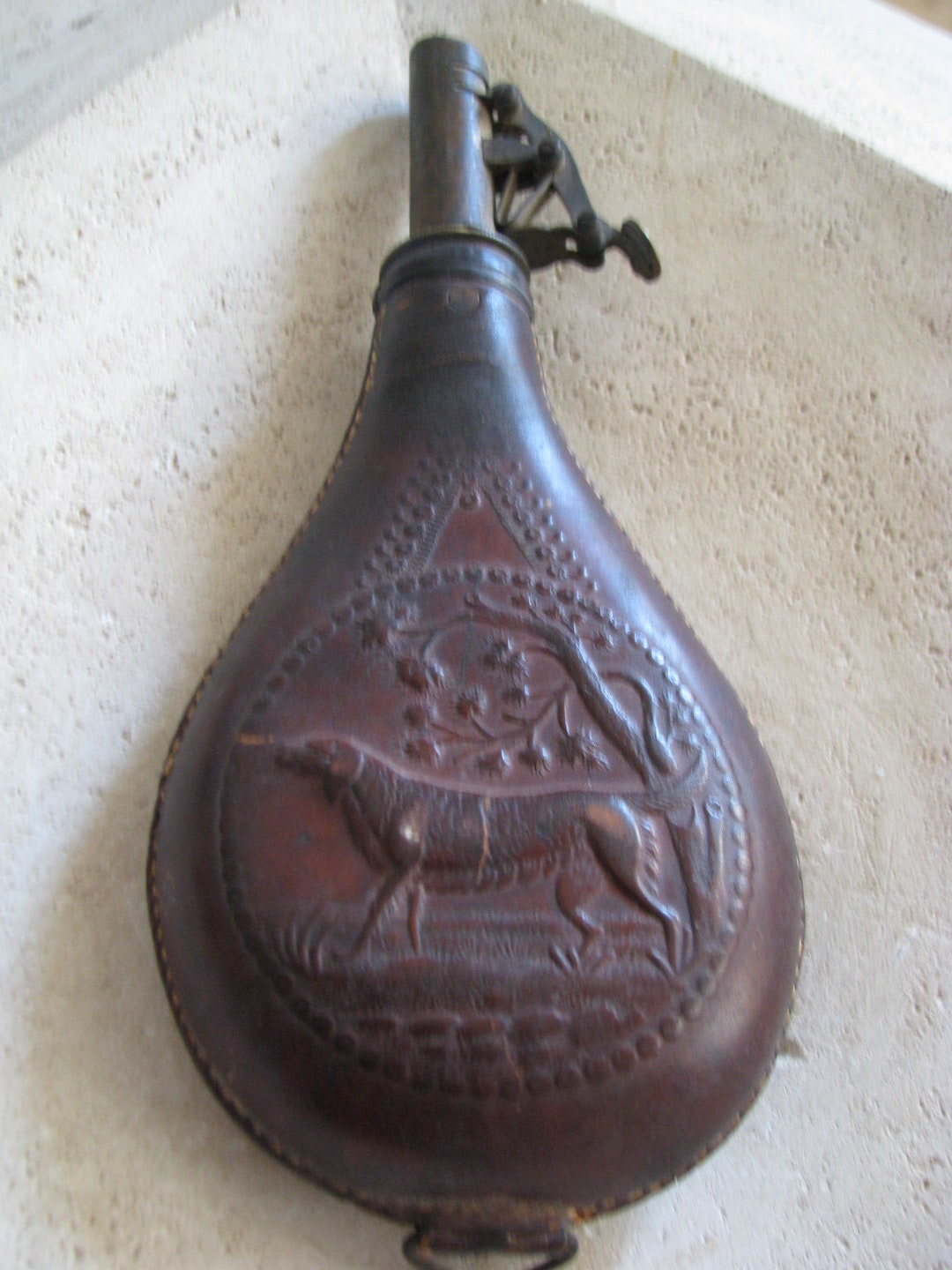 Fine 19th Century American Embossed Leather Powder/shot Rifle Flask - Etsy