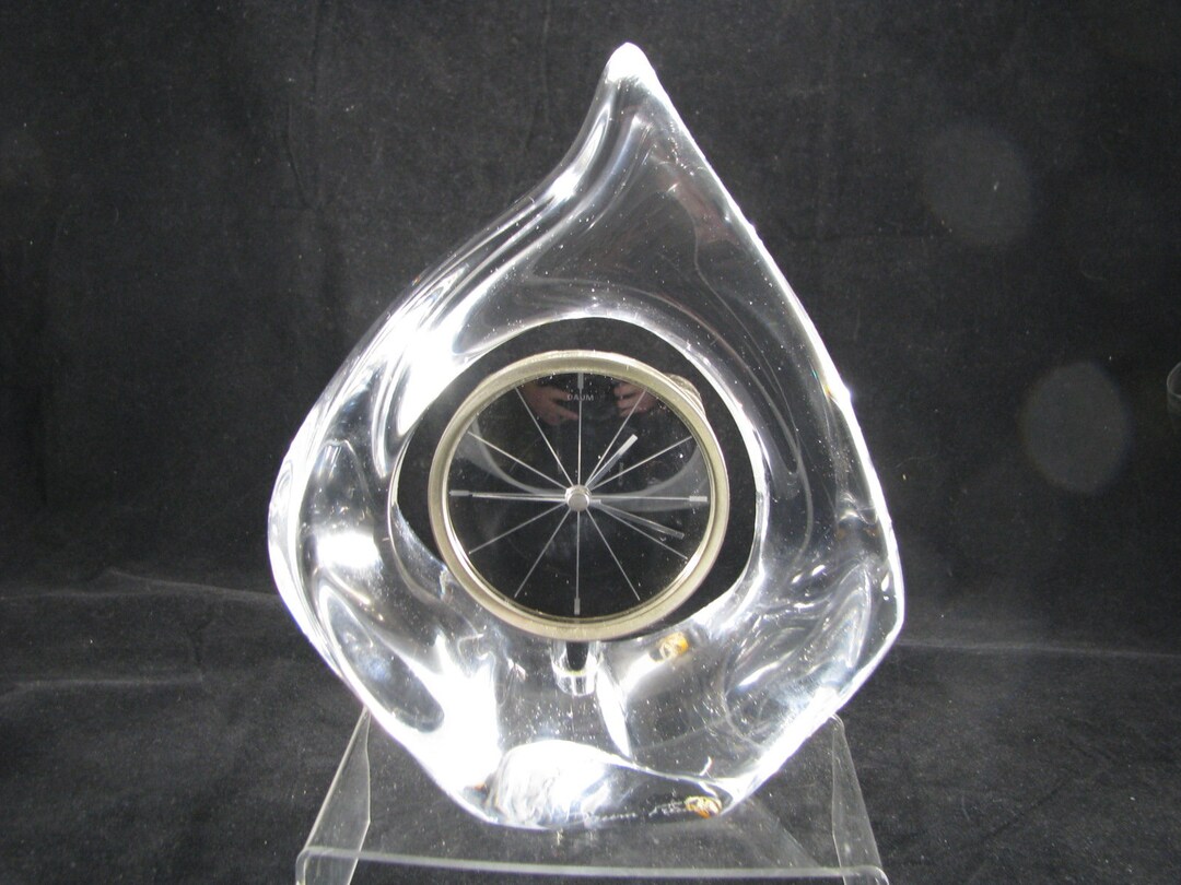 DAUM FRANCE CLOCK Crystal Signed 8 X 7 Excellent - Etsy