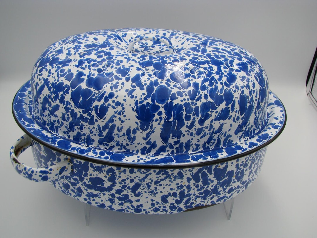 Vintage Graniteware Blue and White Small 10 1/2" Roaster Great for a ...