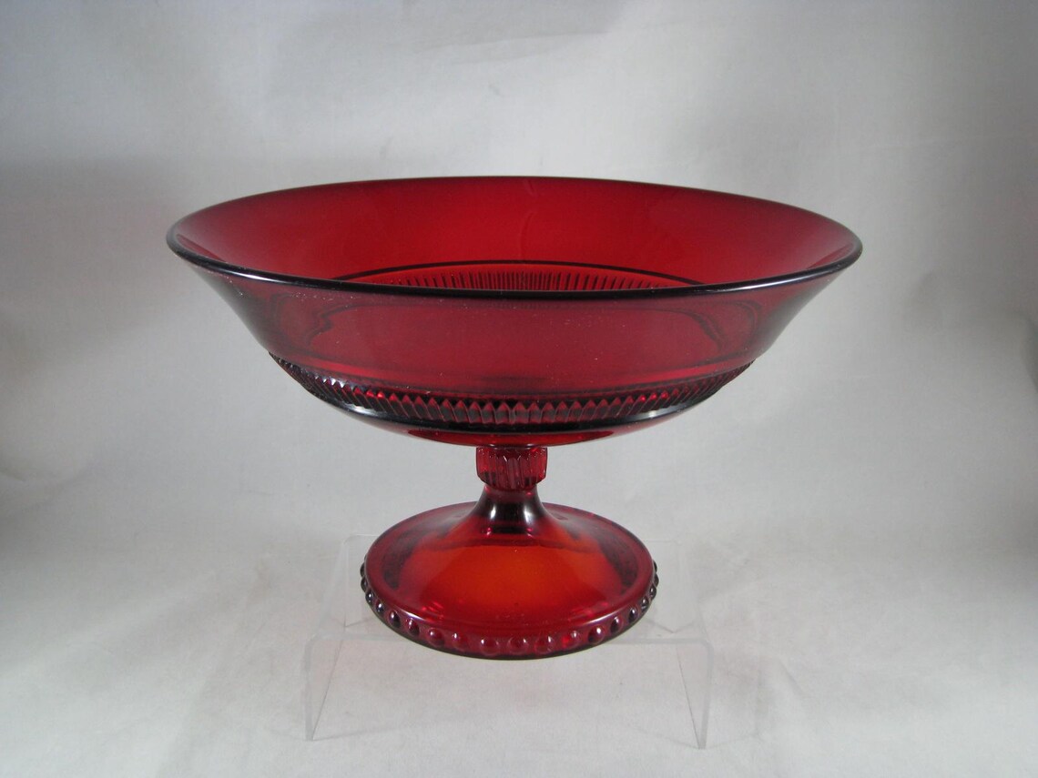 Paden City Large Red Cavendish Pattern Comport 10" Wide 6 1/4" Tall - Etsy
