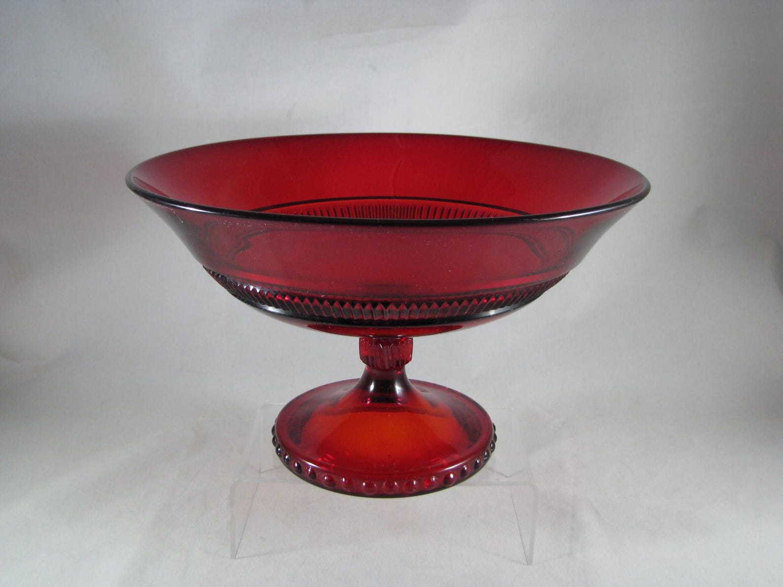 Paden City Large Red Cavendish Pattern Comport 10" Wide 6 1/4" Tall - Etsy