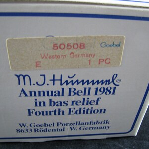 Goebel Hummel Bell 1981 Fourth Edition in Original Box 6" Tall Western ...