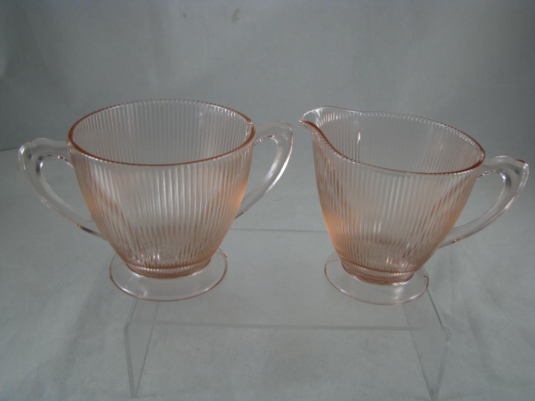 Homespun "fine Rib" Pink Depression Glass by Jeannette Glass Co Made ...