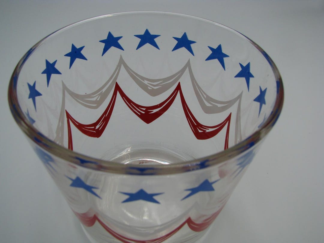 Vintage Bar Ice Bucket Red White Blue Stars Excellent Condition 6" Wide ...