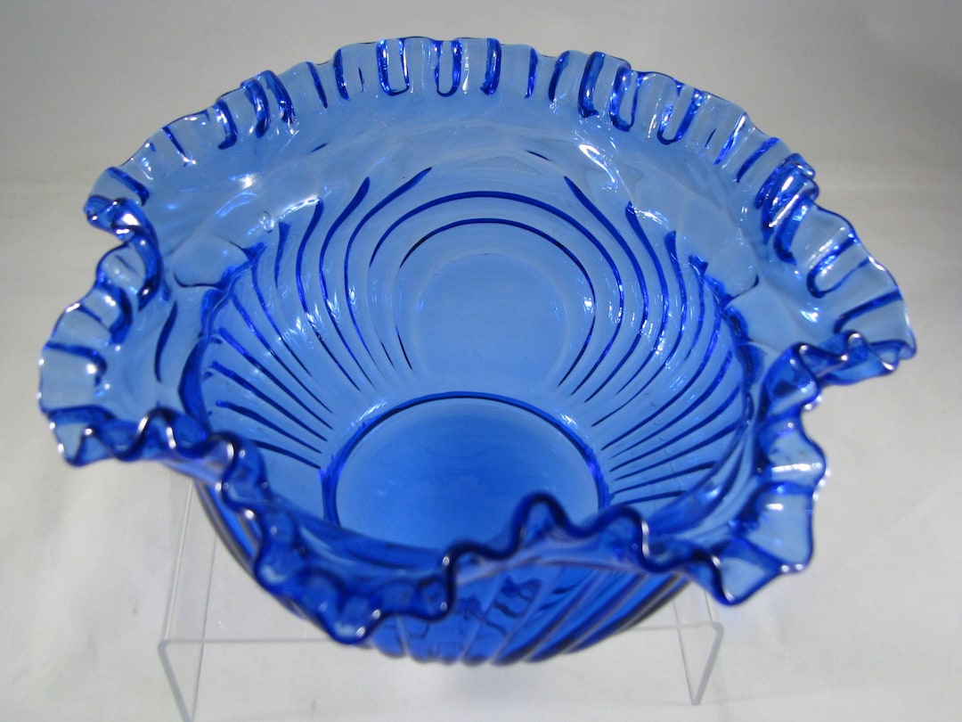 FENTON Caprice Bowl in BLUE ROYALE Color 9 1/2" 1980's #9723KK ...