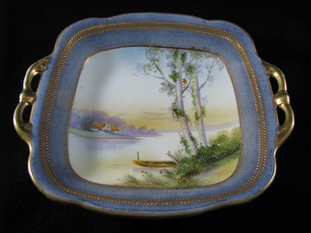 Antique Nippon Bowl Morimura Mark Blue and Gold Border With Hand ...