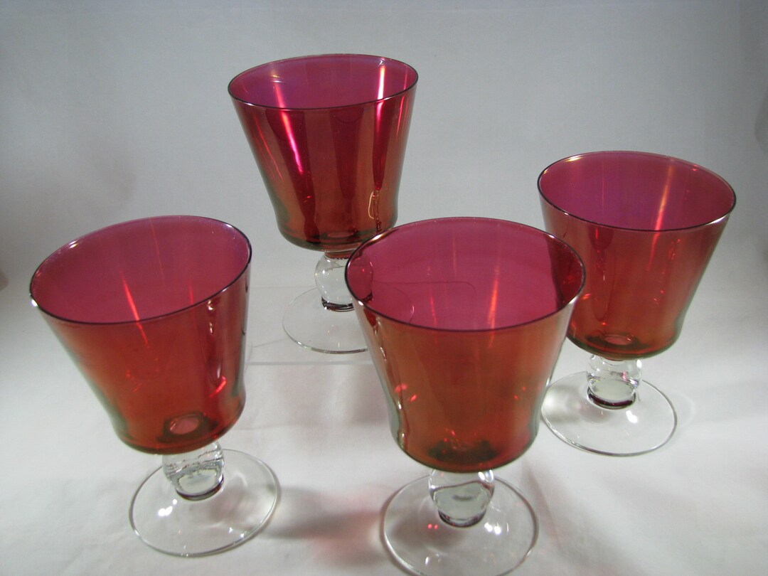 Seneca Vintage Ruby Flash Set of 4 #1726 Large Water Goblets 6 1/8" Great Condition. - Etsy