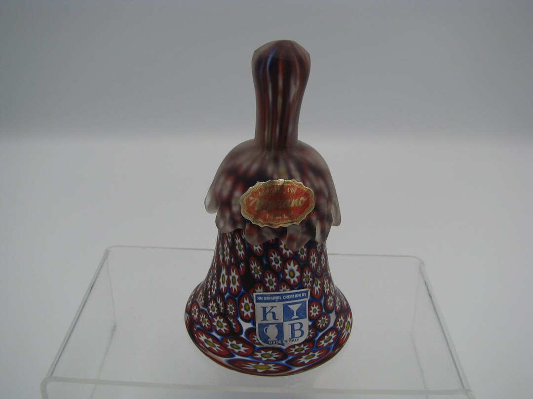 Multicolored Murano Millefori Bell With Satin Glass Drip Accent on Top ...