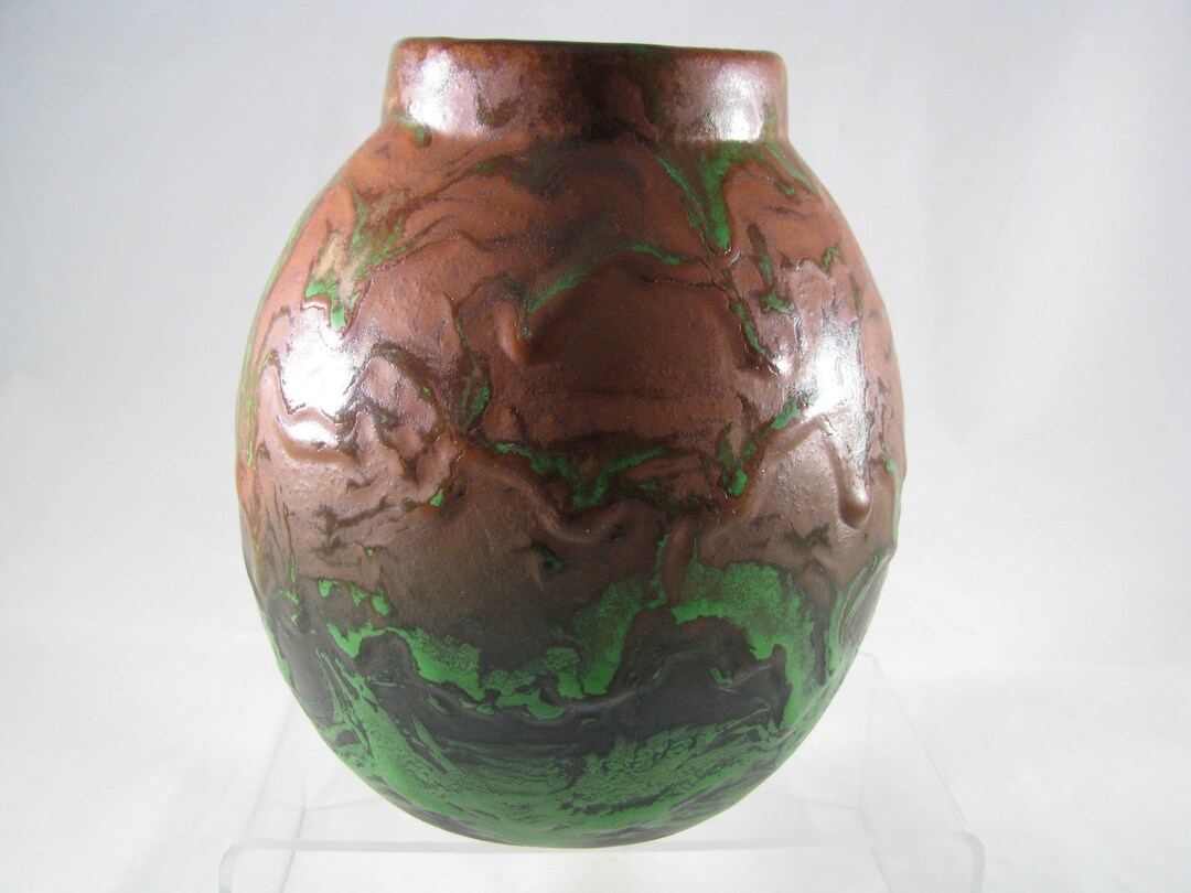 WELLER Pottery GREORA VASE Ca 1930's Stunning Bulbous Vase With Green ...