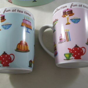 Set 4 Mugs in Hatbox Holder " Cake Collection Fun at Tea Time " 2 Pink ...