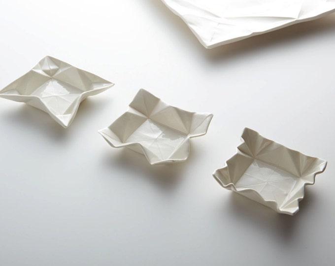 Porcelain Origami Dip Bowl, Handmade Little Bowl for Dips and Dressings ...