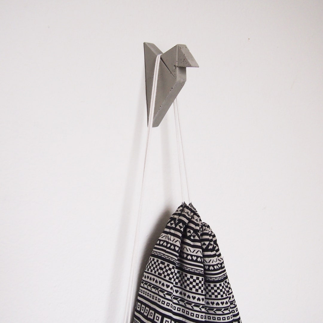 Klederhoken Handmade Origami Bird Concrete Wall Hook as Wardrobe Hook ...