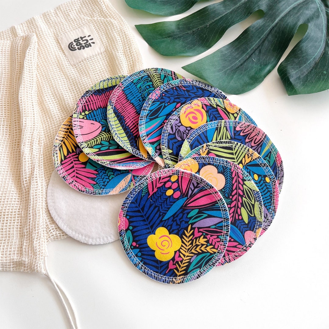 10 Organic Reusable Botanical Breast Pads | Cotton & Bamboo Nursing ...