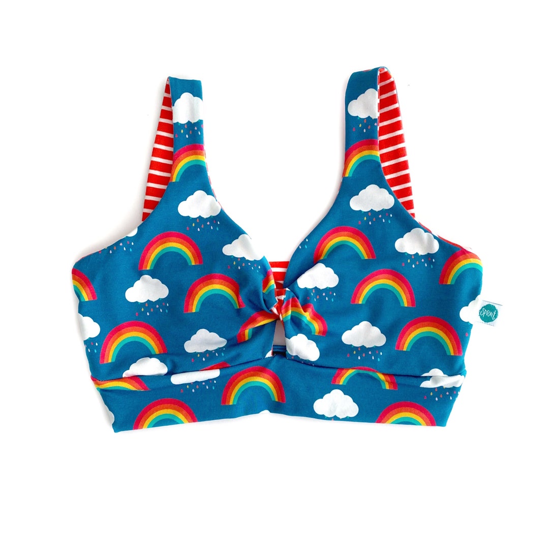Rainbow Organic Cotton Twist Front Bra - Etsy