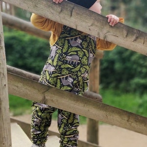 Sloth Organic Dungarees | Kids Unisex Romper | Baby Dungarees - Etsy
