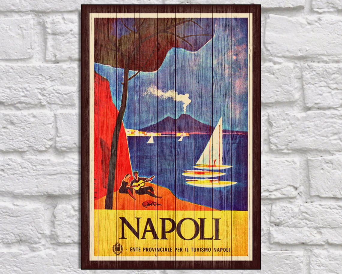Napoli Travel Poster Wood Wall Art Napoli Retro Travel Poster - Etsy