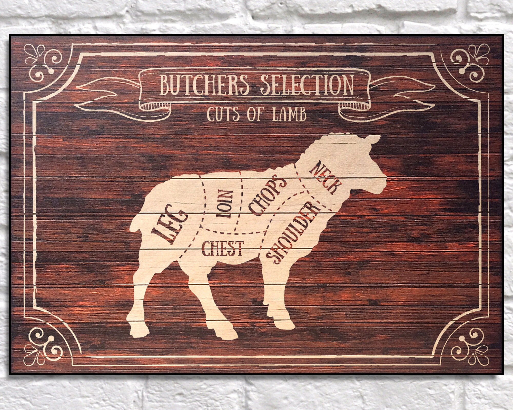 Kitchen Wall Art Butcher Chart Wood Wall Art Butcher Meat Cut - Etsy UK